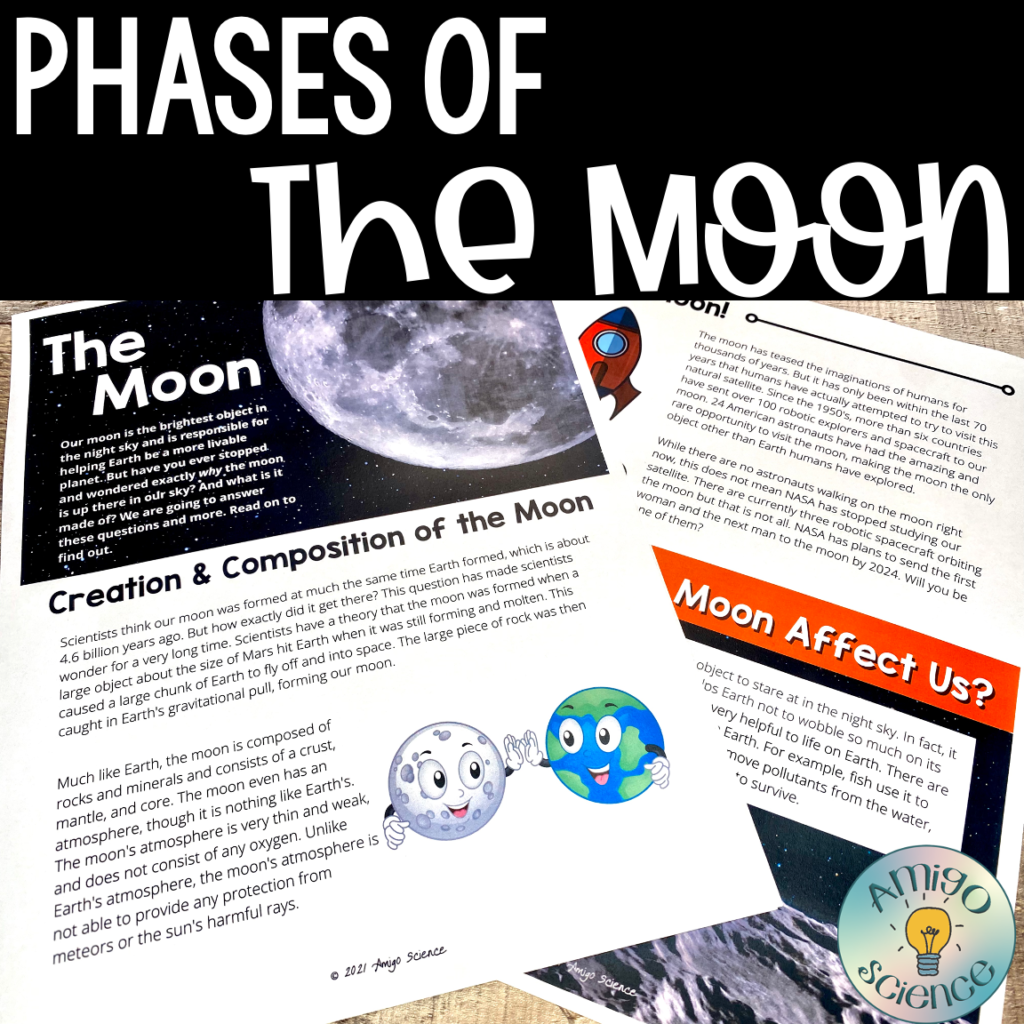 Moon Phases Activity Reading Passages with Board Game Review – Amigo ...