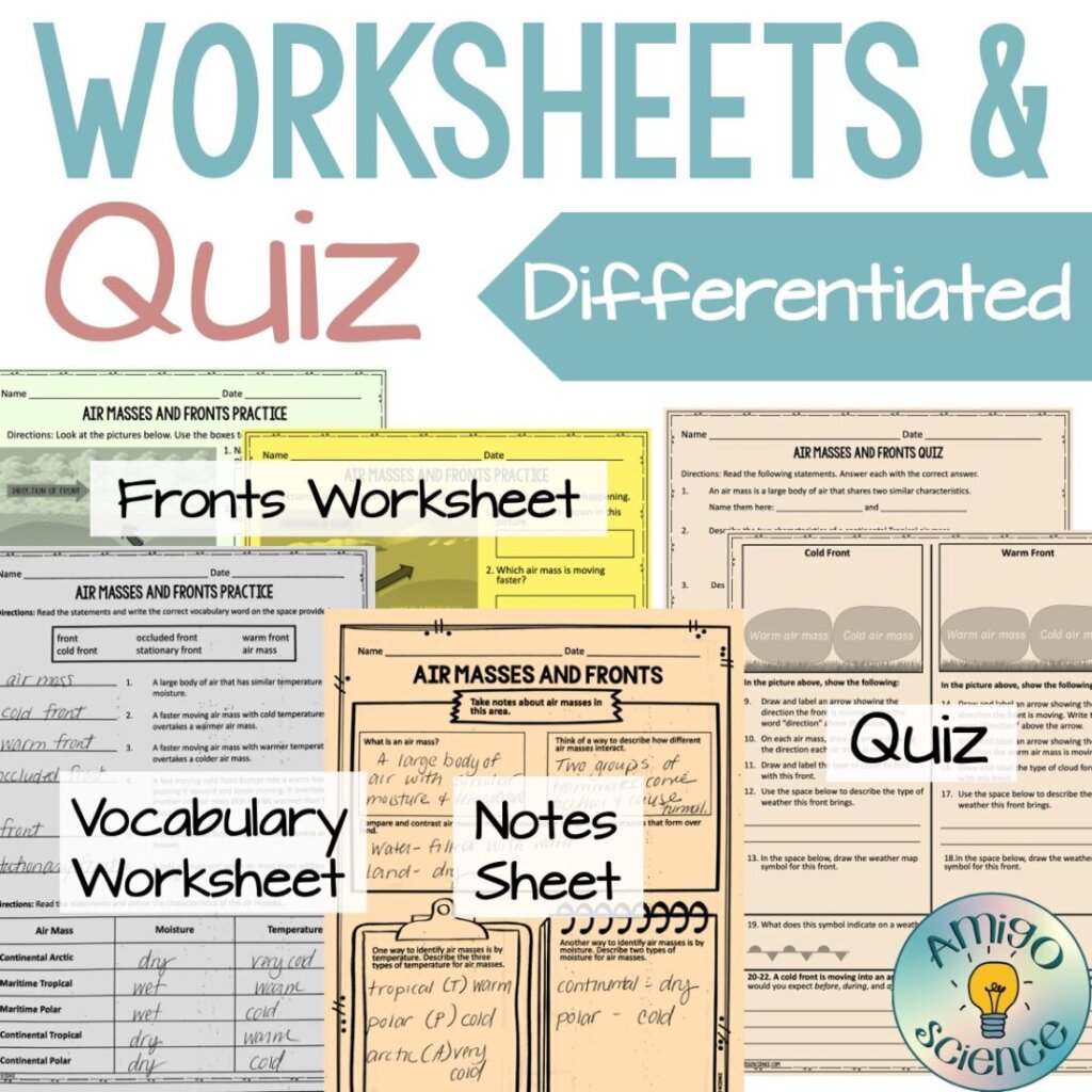 Air Masses & Weather Fronts Activity Reading Comprehension Worksheets ...