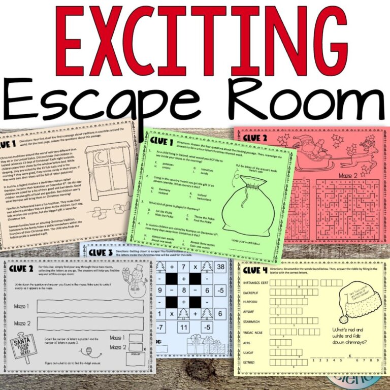 Christmas Fun Packet – Escape Room and Worksheets for Middle School ...