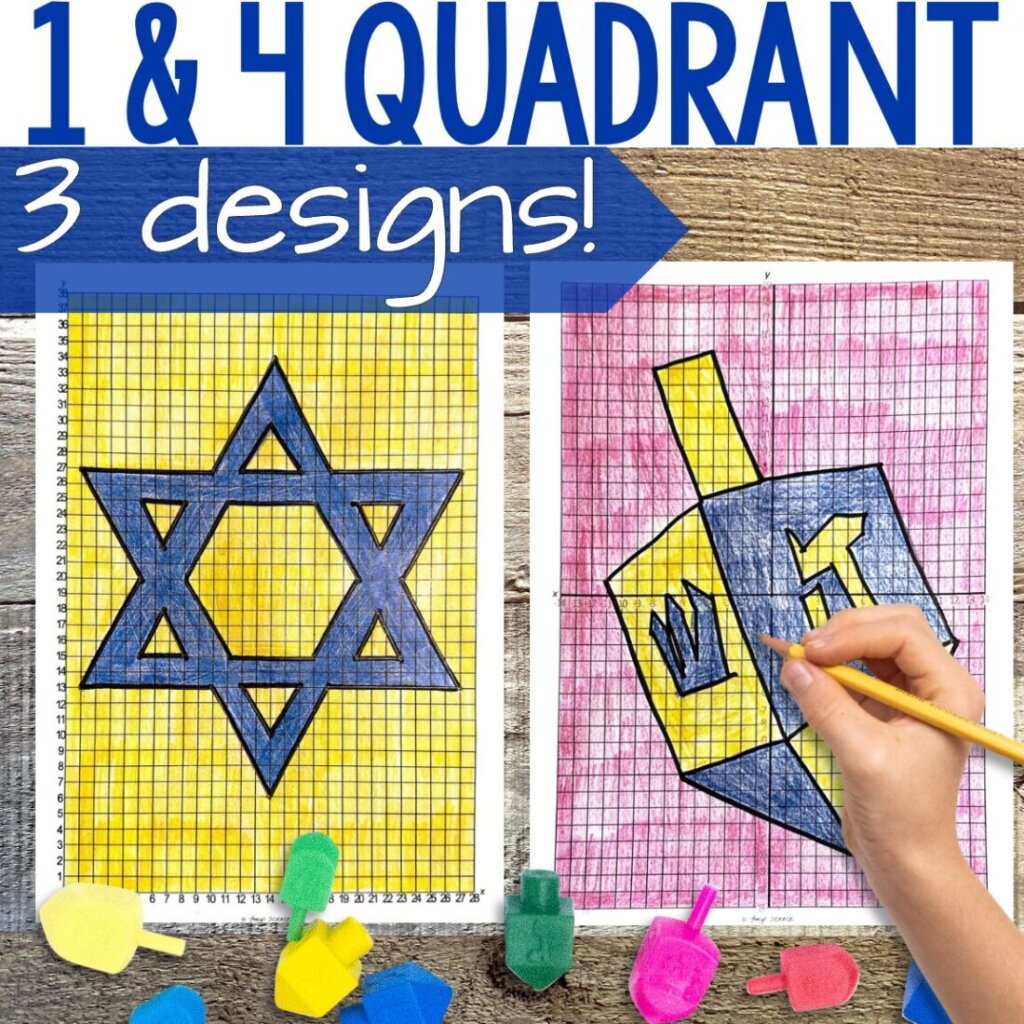 Holiday Hanukkah One and Four Quadrant Coordinate Graphing Mystery ...